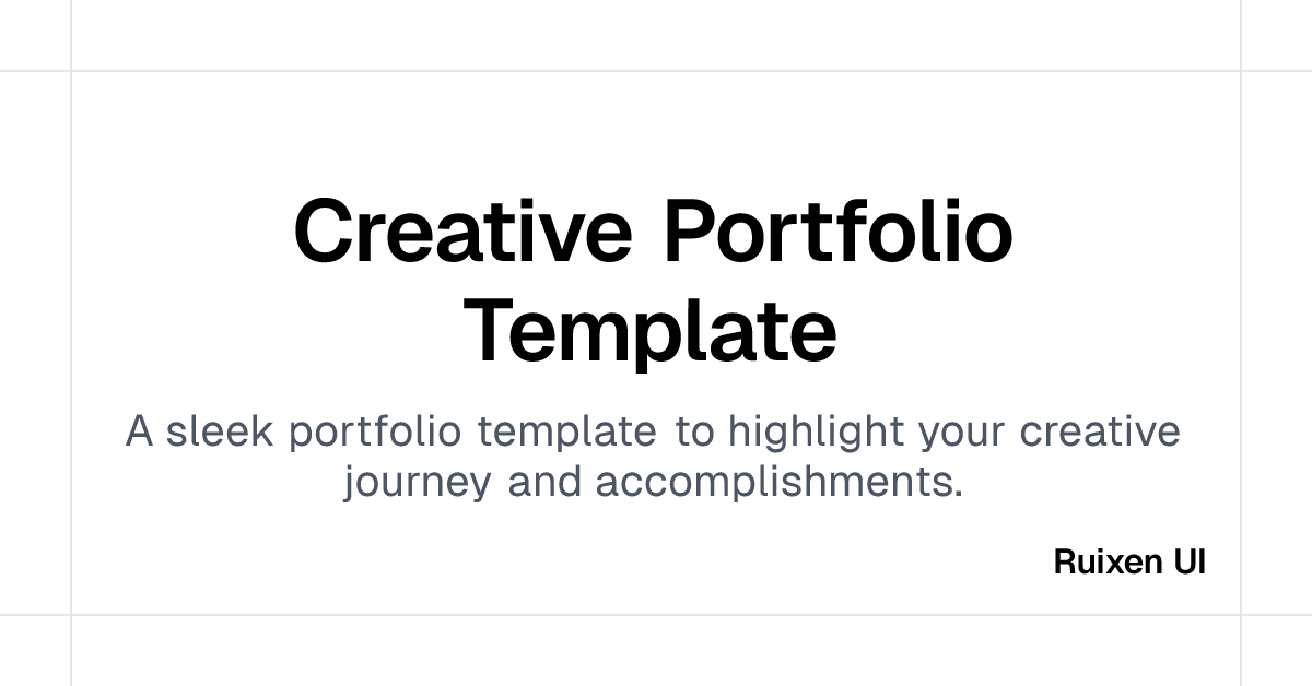 Creative Portfolio Template | Ruixen UI | Ruixen UI